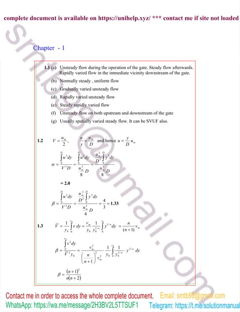 Solutions for Exercises: Fluid Mechanics by Pnueli & Gutfinger | PDF