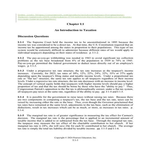 Solution Manual For Pearson’s Federal Taxation 2024 Individuals, 37th ...
