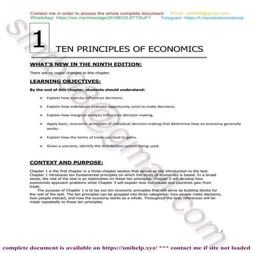 Solutions for Problems in Principles of Economics 9th Edition by ...
