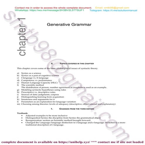 Answers to Problems for Syntax 4th Edition by Andrew Carnie | PDF