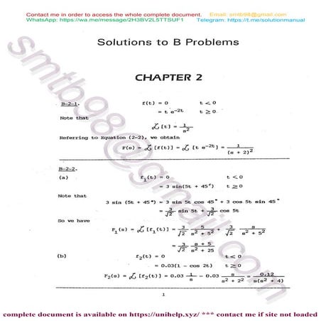 Solutions for Problems in System Dynamics, 4th Edition by Katsuhiko Ogata | PDF