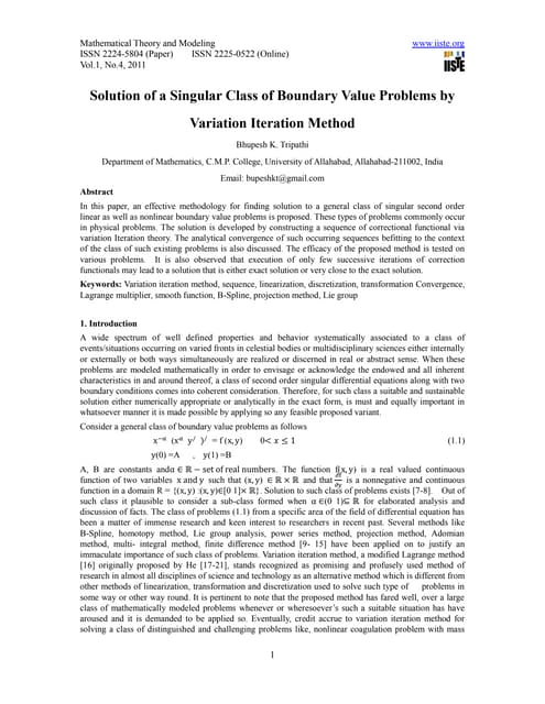 Solution Of A Singular Class Of Boundary Value Problems By Variation Iteration Method Pdf