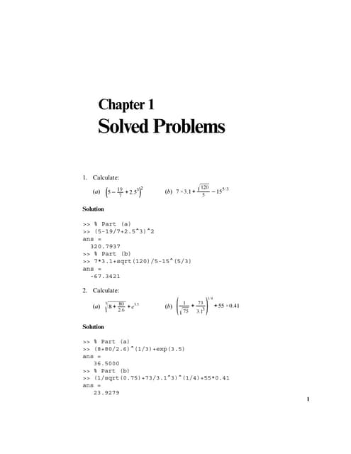 Solution of matlab chapter 3 | PDF
