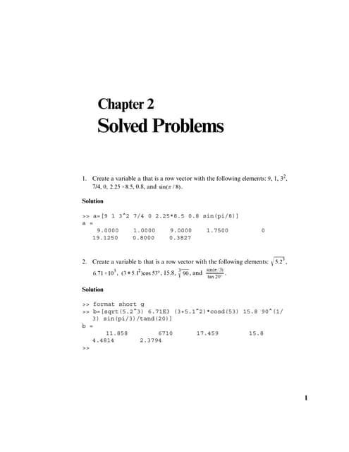 Solution of matlab chapter 3 | PDF Solution of matlab chapter 3 | PDF