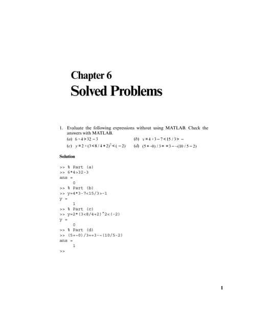 Solution of matlab chapter 2 | PDF