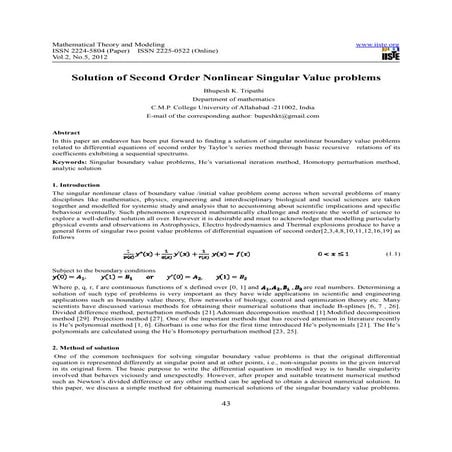 Solution of second order nonlinear singular value problems | PDF