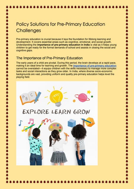 Pre primary schooling | PPTX