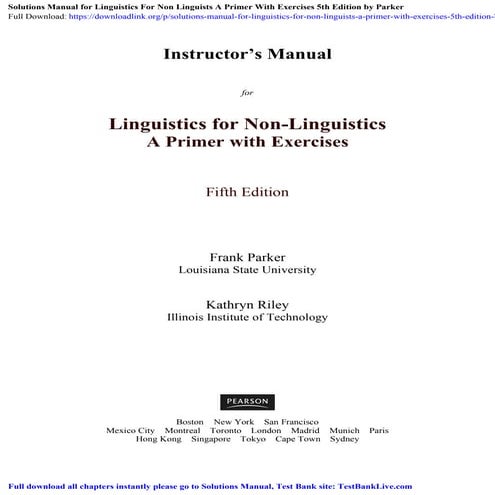 Solutions Manual for Linguistics For Non Linguists A Primer With ...