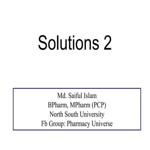 (Solutions 2) | PPT | Chemistry | Science