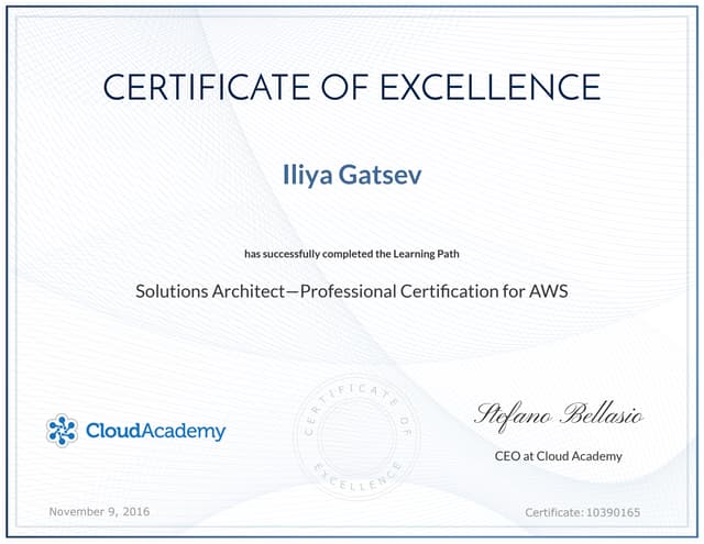 Iliya Gatsev Solutions Architect—professional Certification For Aws