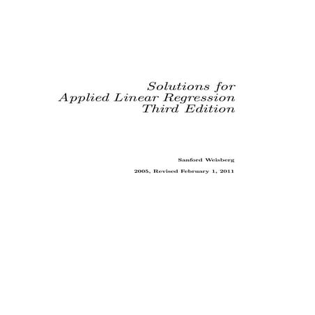 Solutions For Applied Linear Regression Pdf
