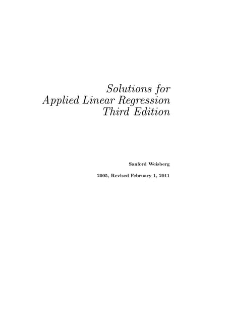 Solutions For Applied Linear Regression Pdf