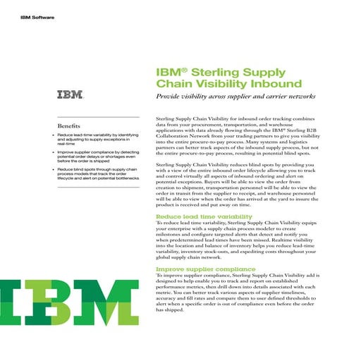 IBM Sterling Supply Chain Visibility Inbound | PDF | Logistics | Business