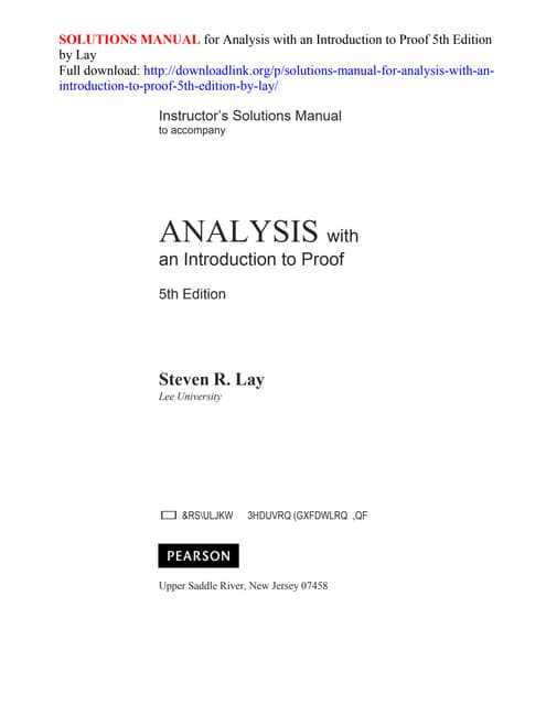 Introduction to Real Analysis 4th Edition Bartle Solutions Manual | PDF