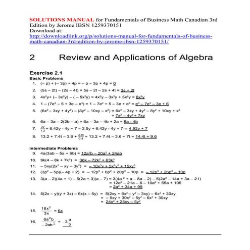 Solutions manual for fundamentals of business math canadian 3rd edition ...