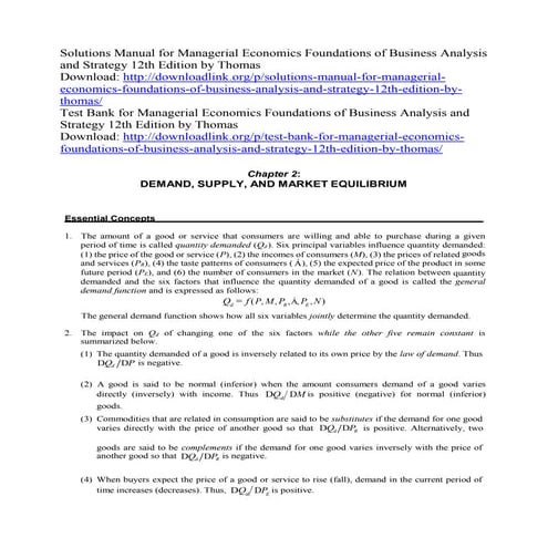 Solutions Manual for Managerial Economics Foundations of Business ...