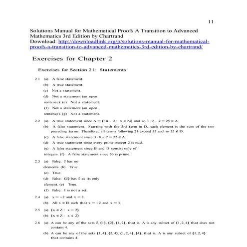 Solutions Manual For Mathematical Proofs A Transition To Advanced Mathematics 3rd Edition By