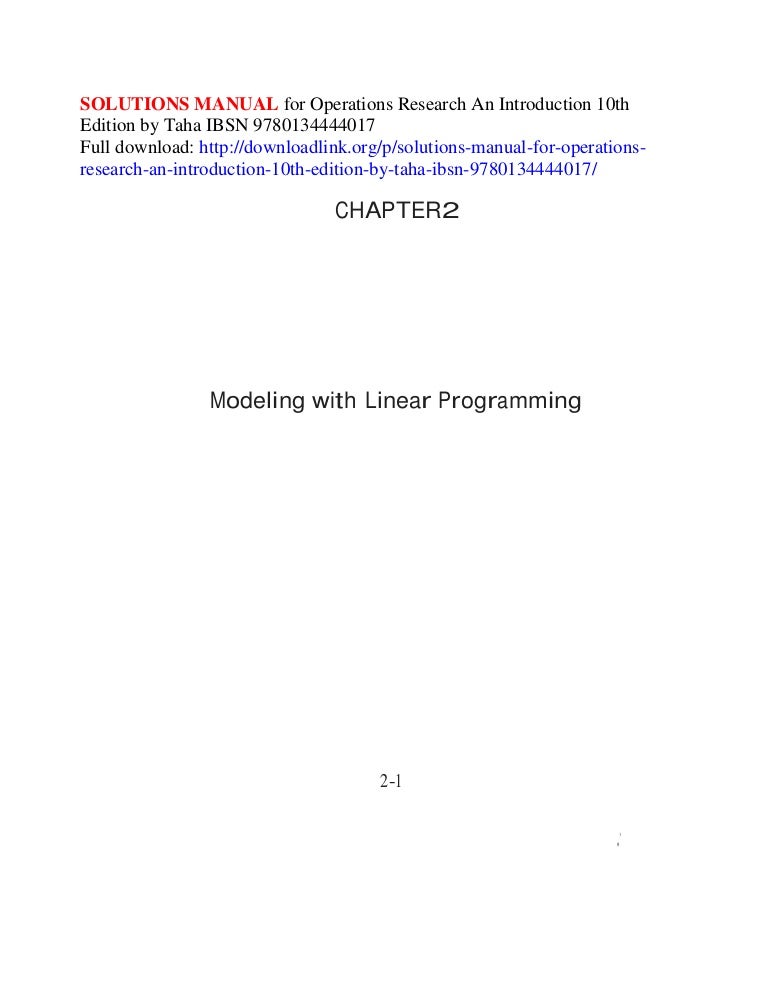 Solutions manual for operations research an introduction 10th edition…