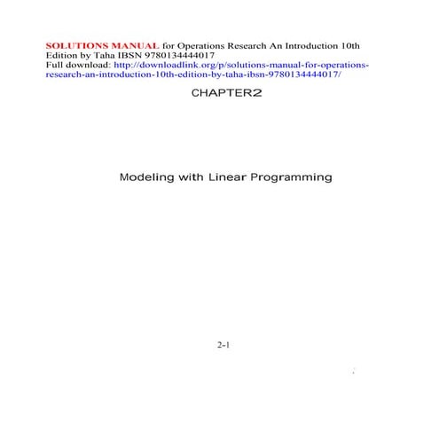 Solutions Manual for Introduction Operations Research 9th Edition by ...