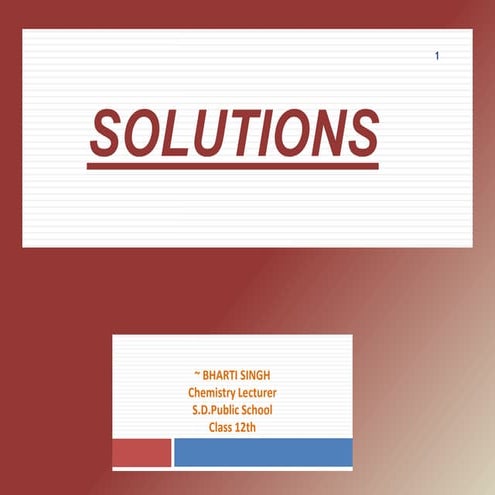 Solutions Book 1 Unit 1 Class 12 Ppt Pptx