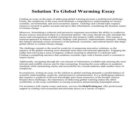 Solution To Global Warming Essay.pdf