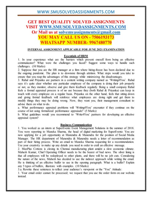 Nmims ASSIGNMENT ANSWERS | PDF