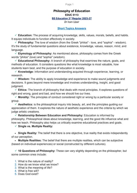 1. Schools of Thought in Philosophy of Education-Idealism | PPT