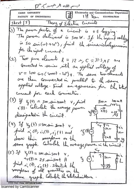 Electric Circuits Class (Problem set A) | PDF