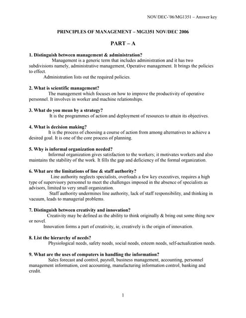 principles of management important questions and answers for b.com ...