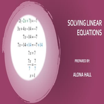 Solve linear equations in one unknown | PPTX