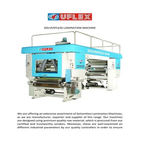We are the leading Manufacture of Solventless Lamination Machine | PDF