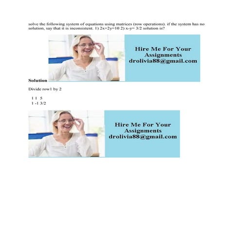 Solve The Following System Of Equations Using Matrices Row Operationsdocx