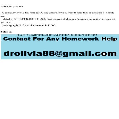 Solve the problem. A company knows that unit cost C and unit rev.pdf