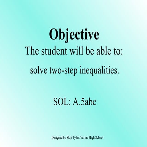 Solve two step inequalities - PPT.ppt math | PPT
