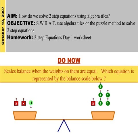 Solving Two Step Equations Using Algebra Tiles | PPT | Puzzle Video ...