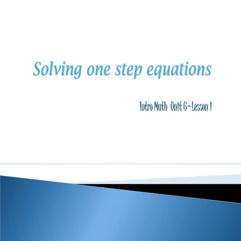 Solving 1 step equations | PPT