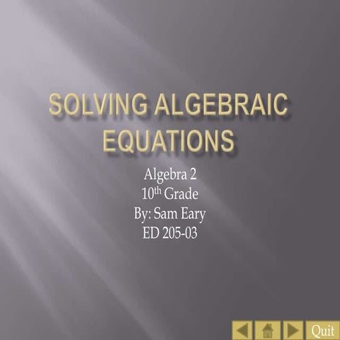 Solving Algebraic Equations | PPTX