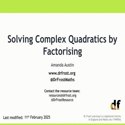 Solving Complex Quadratic by Factorising | PPTX