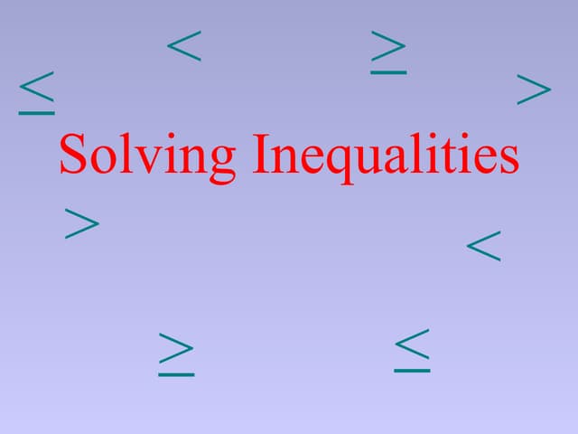 Inequalities ppt revised | PPT