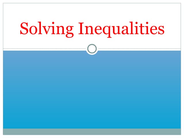 Inequalities ppt revised | PPT