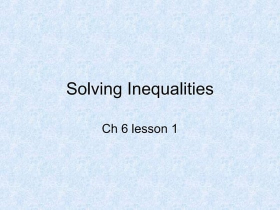 Solving inequalities | PPT