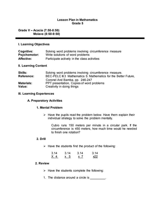 Solving problem involving volume | DOCX | Education
