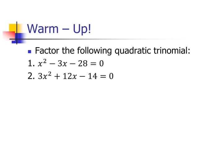 Introduction To Quadratic Functionspptx 9799
