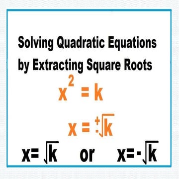 Solving quadratic equations by extracting square roots 000 (1) | PPT