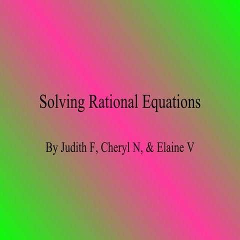Solving Rational Equations | PPT