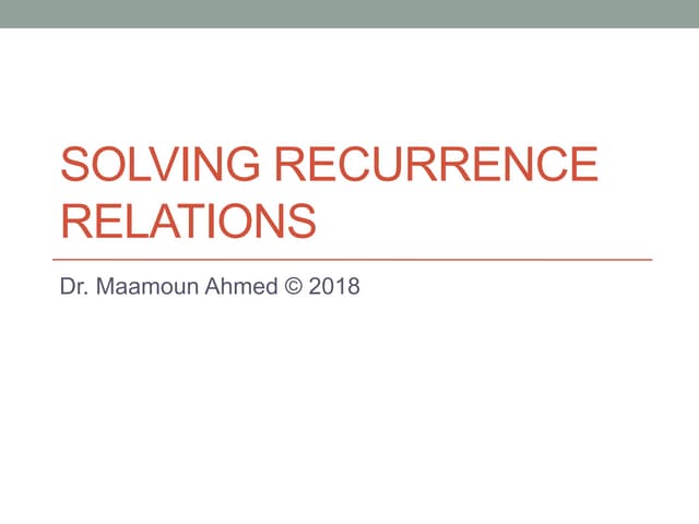 Solving linear homogeneous recurrence relations | PDF Solving linear homogeneous recurrence relations | PDF