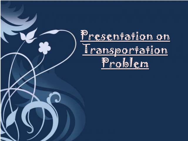 Solving Transportation Problem In Operations Research Pptx