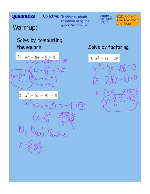9 3 solving quadratics by graphing and roots | PDF