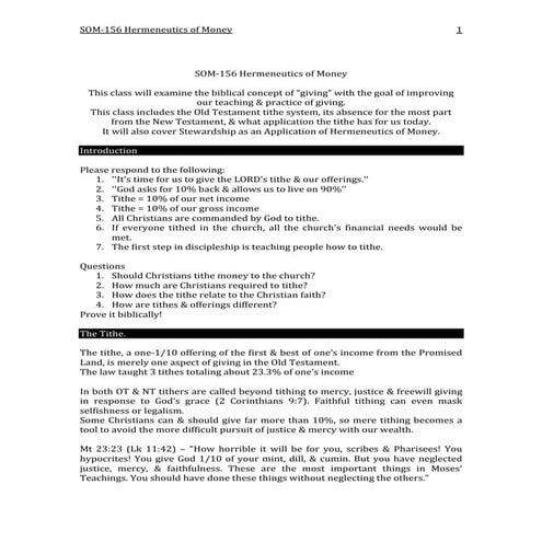 Tithe: A Sign of God's Lordship | PPTX