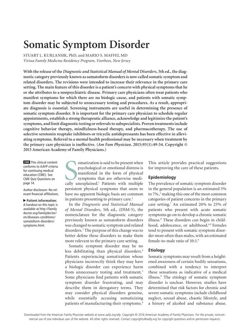Apa dsm 5-somatic-symptom-disorder | PDF